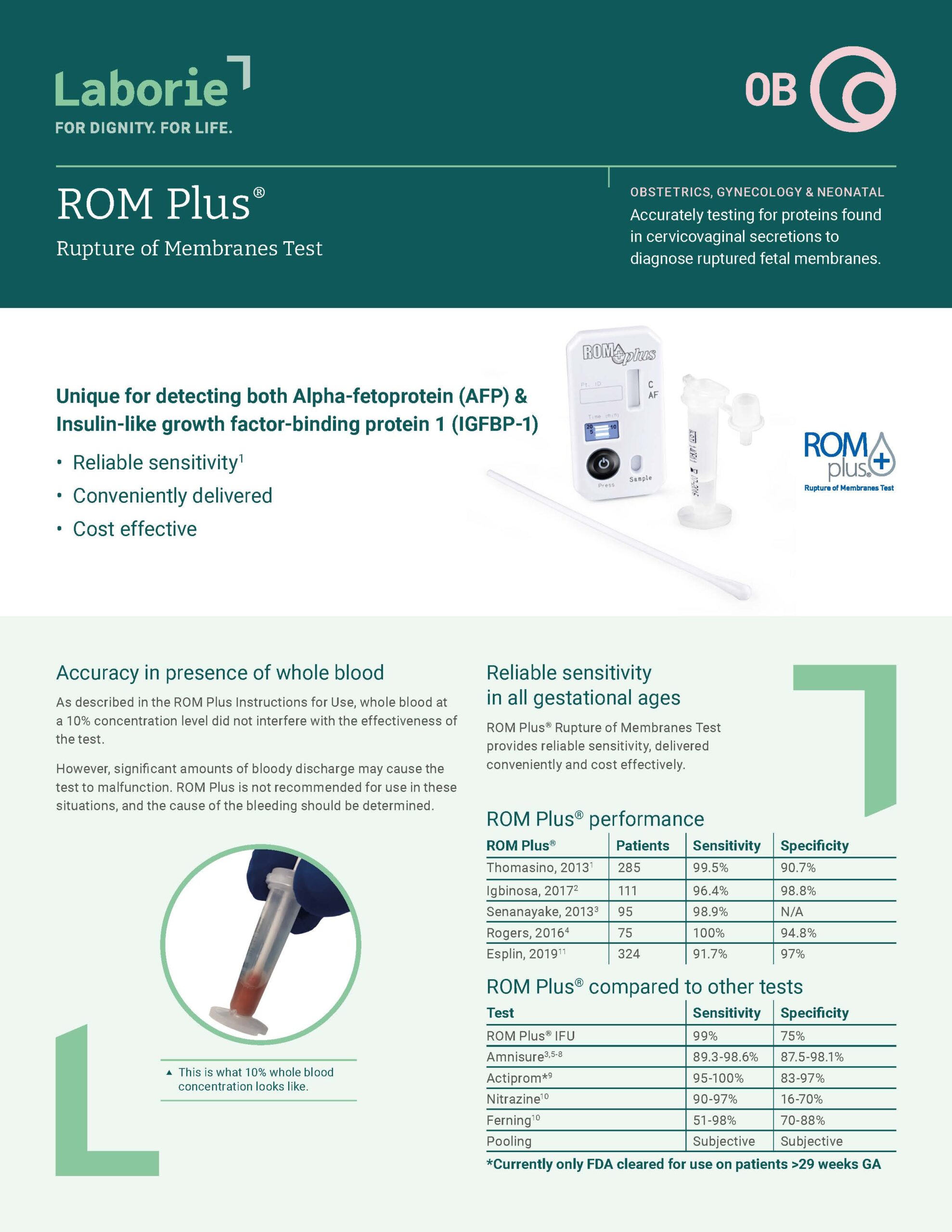 ROM Plus® Rupture of Membrane Test Family of Products - Laborie