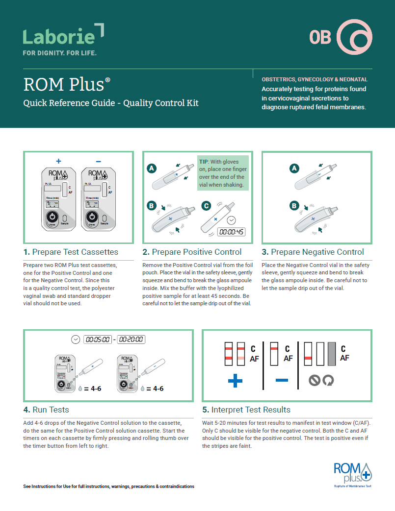 ROM Plus® Rupture of Membrane Test Family of Products - Laborie